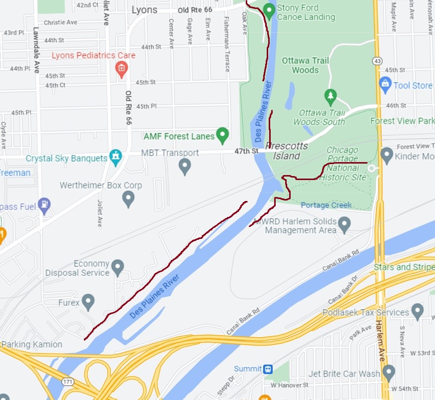 The Chicago Portage Site - the Des Plaines River